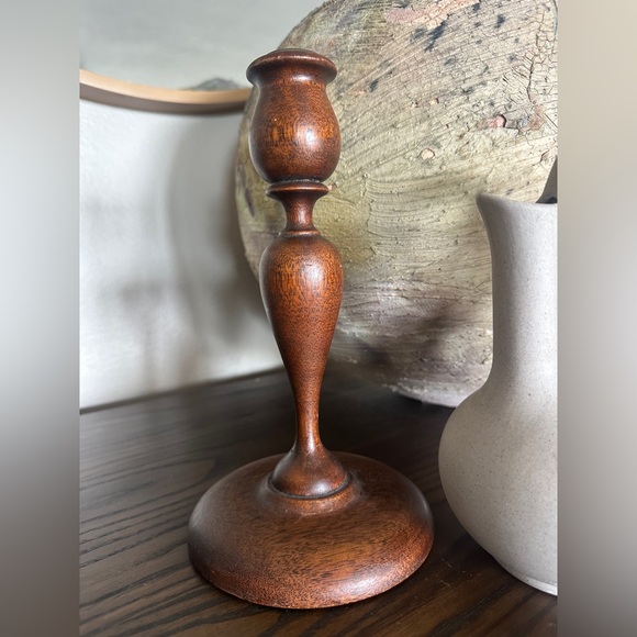 Accents | Vintage 193s Turned Wood Candlesticktraditionalearly American ...